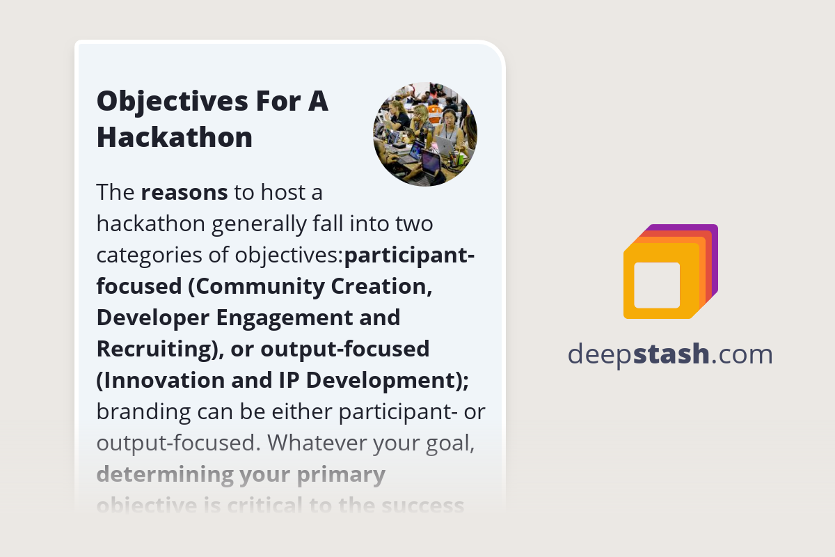 Objectives For A Hackathon - Deepstash