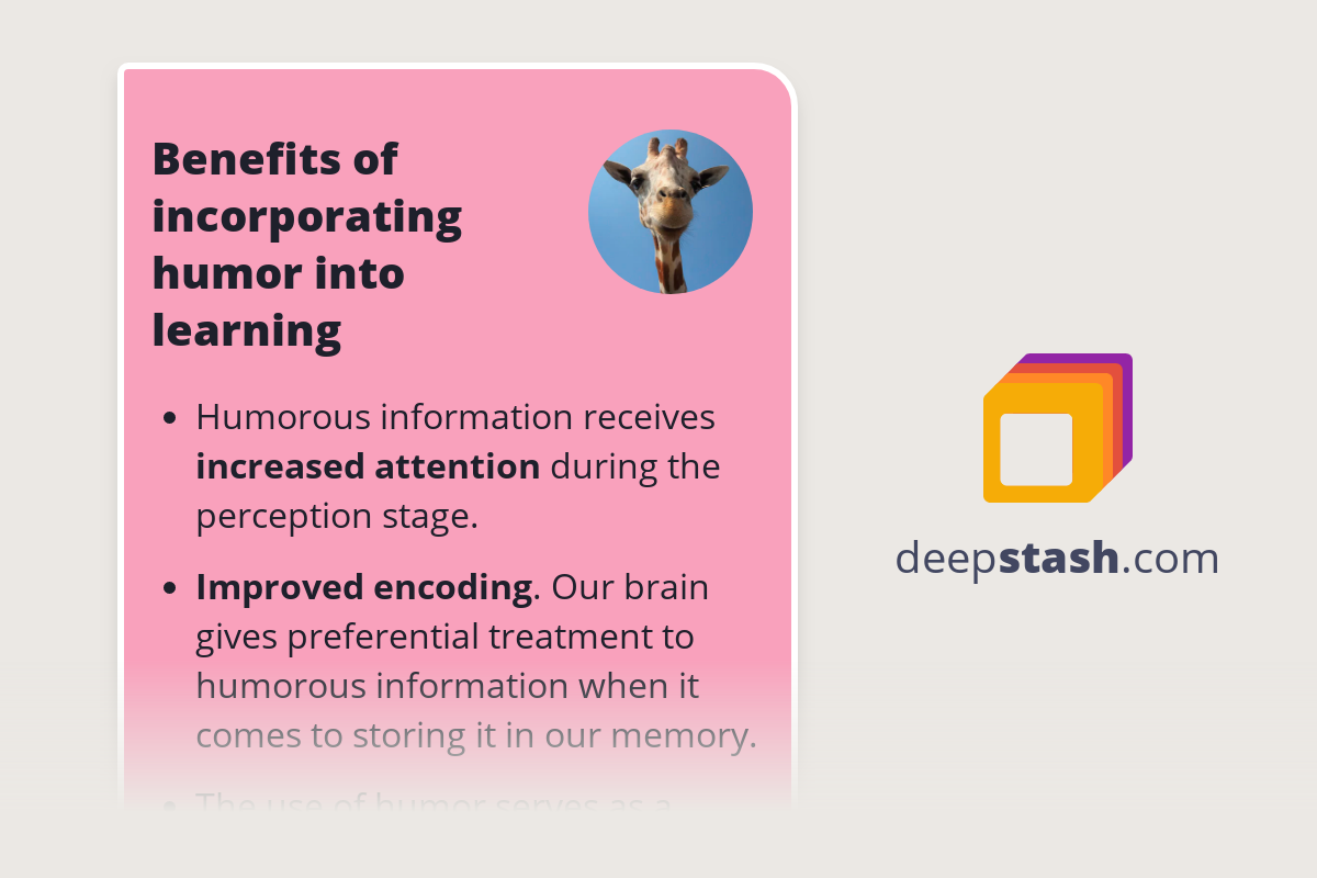Benefits of incorporating humor into learning - Deepstash