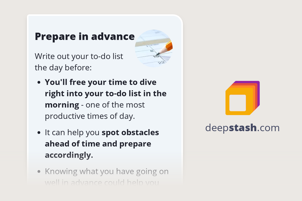 Prepare in advance - Deepstash